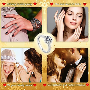 JustGift 925 Sterling Silver Cubic Zirconia Engagement Ring Promise Ring For Birthday Thanksgiving Anniversary Christmas Gift Sparkling ideal gift Women Size 3-12 (Halo Ring 1 ct, Size 6)