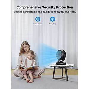 ZICOOLER Fan for Bedroom, 24dB Low Noise Table Fan, Strong Airflow Air Circulator Fan, 70° Oscillating Fan, 100° Adjustable Tilt, 3 Speeds, Portable Desk Fan for Office, Kitchen, Home, Black-Red