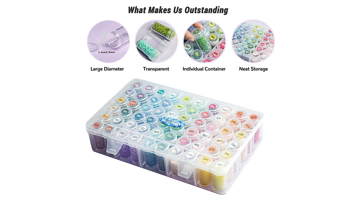 Diamond Painting Storage Containers with 120 Jars & Labels | Organization