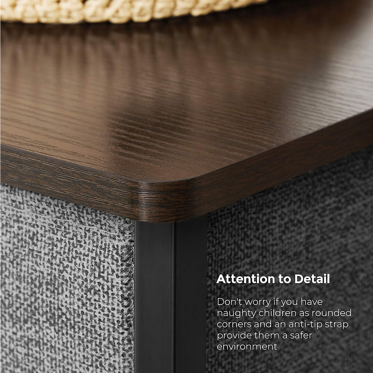 SONGMICS Narrow Dresser with 4 Fabric Drawers Vertical Slim Storage Tower Unit, 7.9",Grey