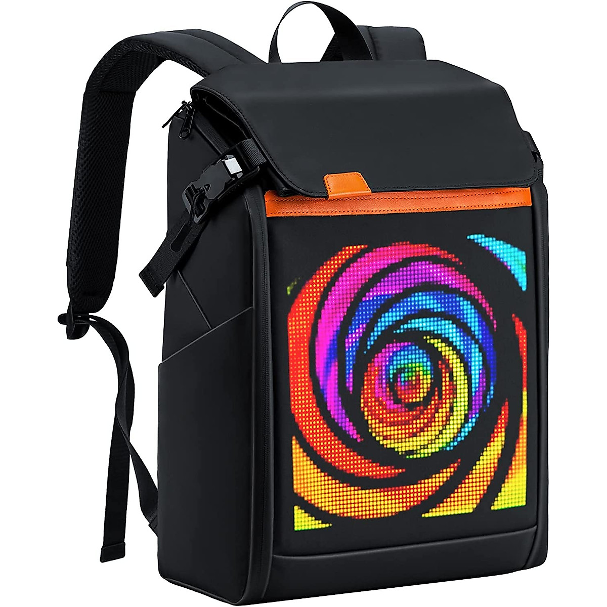 Gelrova Laptop Backpack with LED Display, DIY Fashion Backpack, Waterproof Cycling Hiking Travel Backpack with LED Turn Signal, Gift for Men Women Fits 15.6 Inch Laptop (Black)