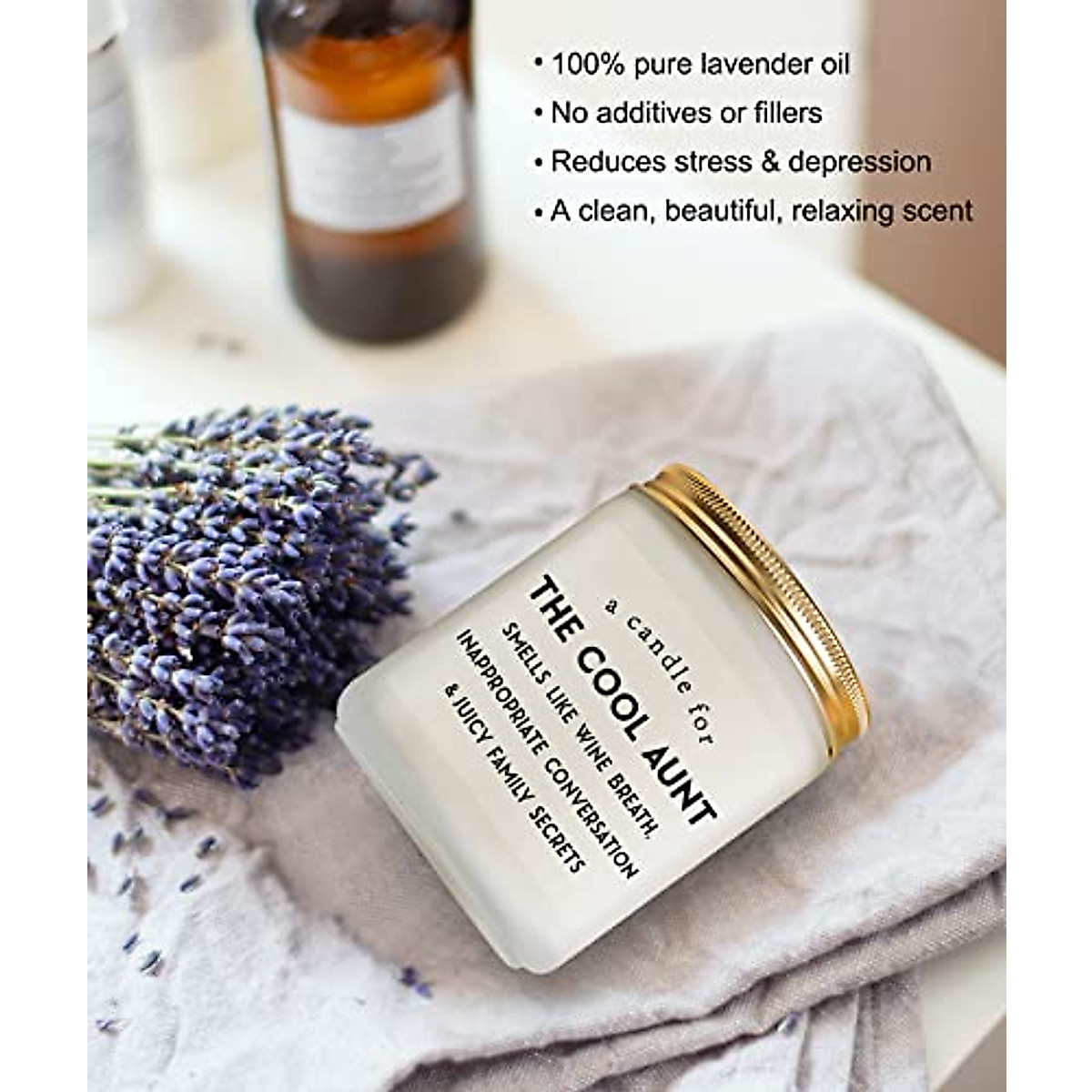 Aunt Gifts from Niece, Nephew- Birthday Gifts for Aunt, Best Aunt Ever Gifts, Funny Cool Aunt Gift, Lavender Scented Candles (7oz)