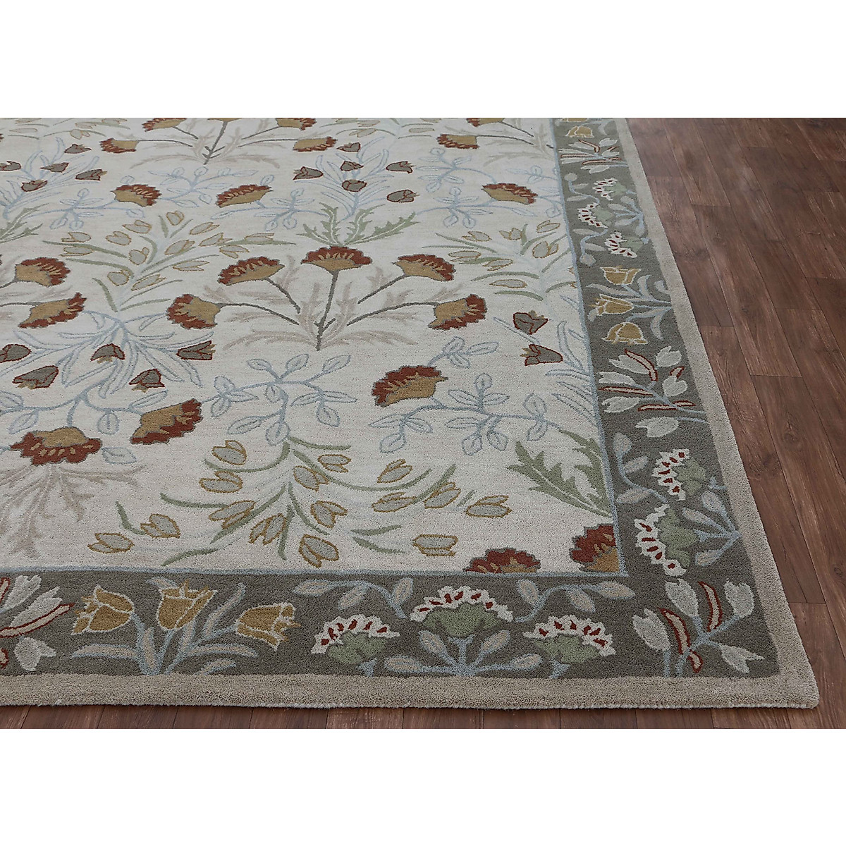 Old Hand Made Floral Bleige Tulips Traditional Style Oriental Woolen Area Rugs (8'x10')