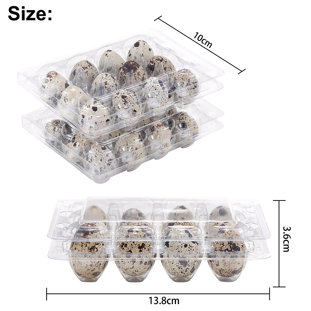 LayHyand 60 Pcs Quail Egg Cartons, Square Dozen Egg Boxes, Classical 3x4 Style Holds Up to Twelve 12 Count Small Quail Eggs Basket, Pigeon Eggs, Bulk Carton Quail Egg Tray Container for Refrigerator