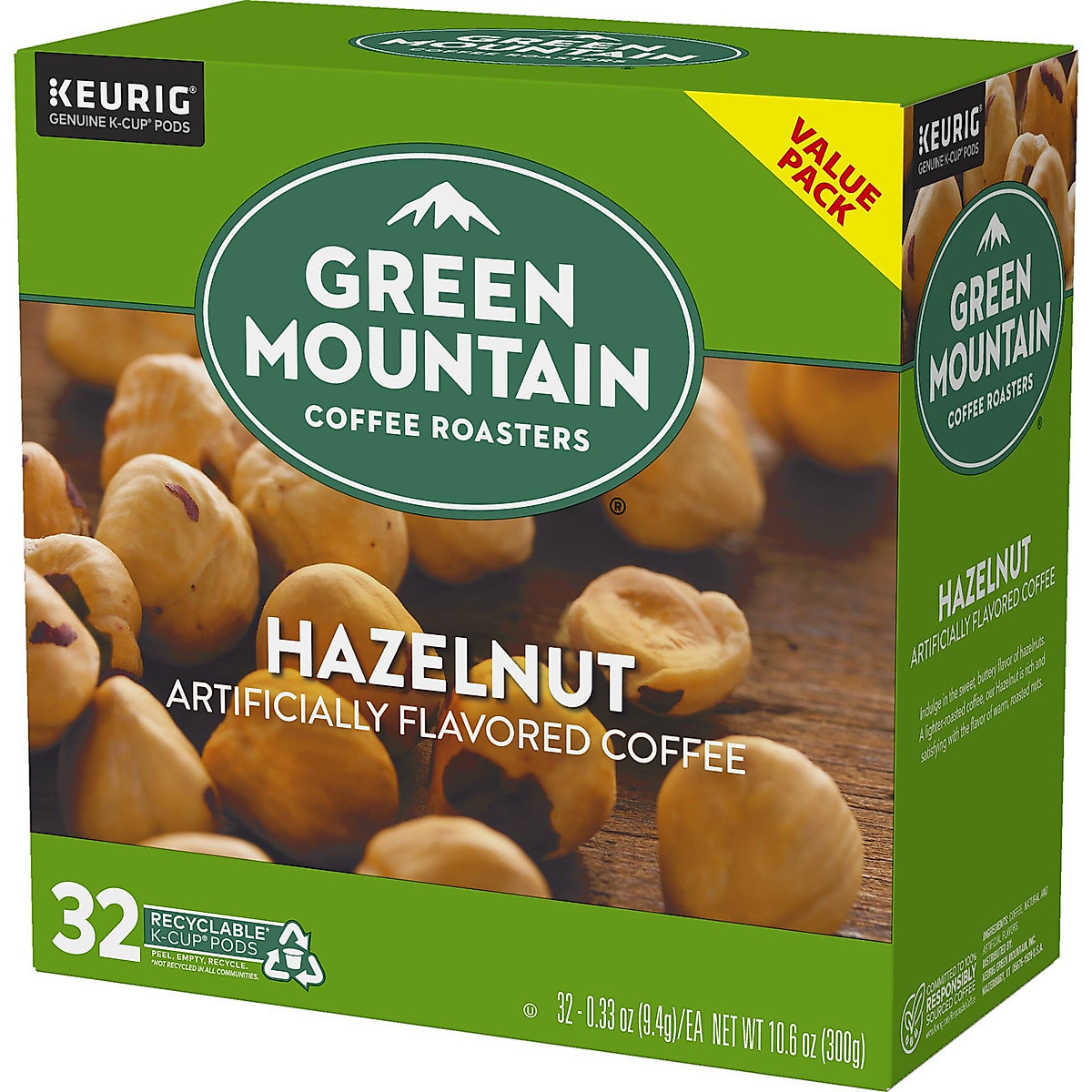 Green Mountain Coffee Hazelnut Keurig Single-Serve K-Cup Pods, Light Roast Coffee, 32 Count