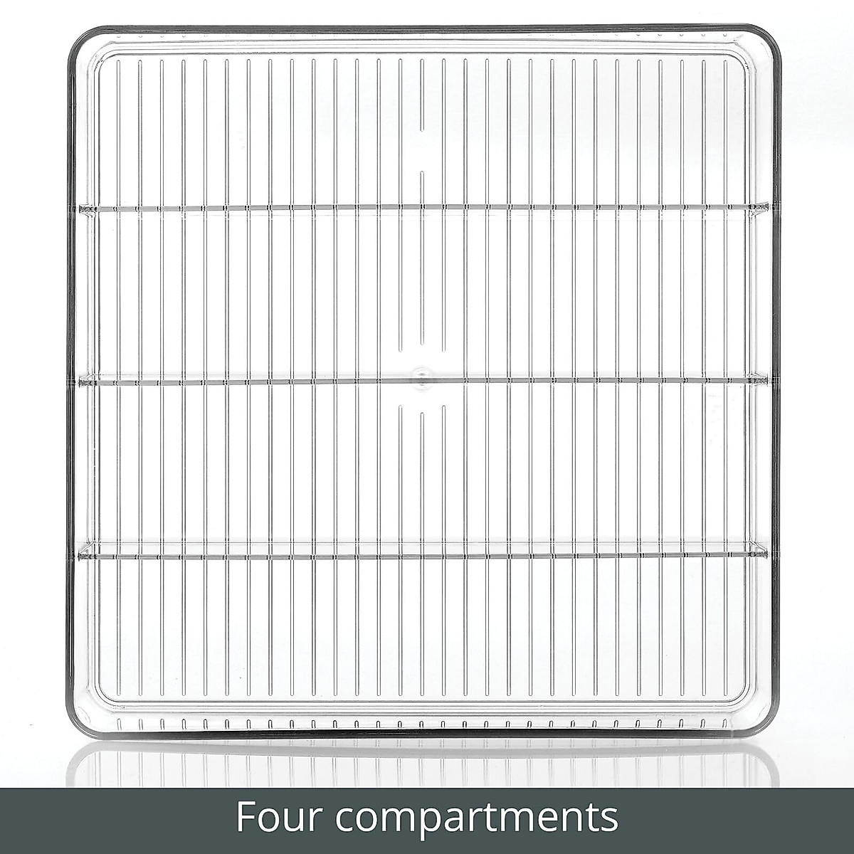 mDesign Plastic Stackable Tea Bag Storage Organizer Bin with 4 Divided Compartments - Holder for Kitchen Cabinet, Pantry, Countertop - Holds Sugar Packets, Coffee Pods, Ligne Collection, 2 Pack- Clear