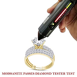 SAVEARTH DIAMONDS Center 7MM Round Cut Lab Created Moissanite Diamond Solitaire Bridal Set Engagement Ring In 10K Solid Yellow Gold Jewelry For Women(1.75 Cttw)-10