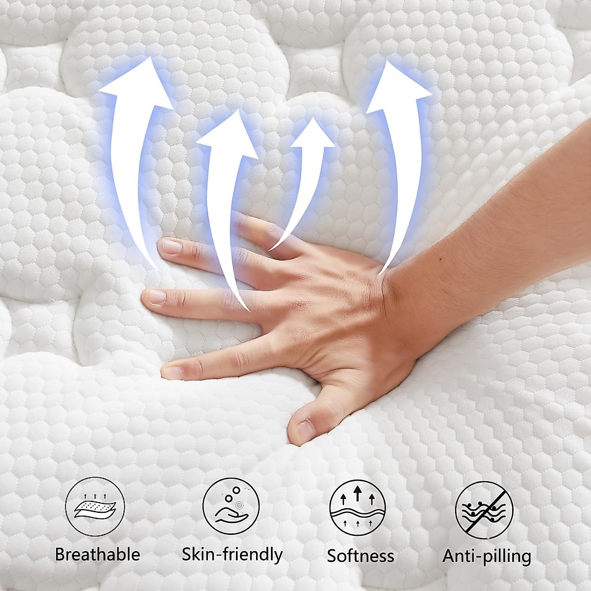 Lxvunan Queen Mattress, 10 Inch Box Mixed Mattress, Including Gel Memory Foam Mattress, Independent Bag Spring Mattress, Medium Hardness, Comfortable and Breathable