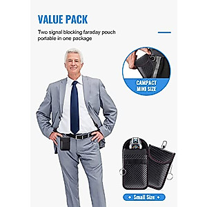 lanpard Faraday Bag for Key Fob(2 Pack), Faraday Cage Protector, Car RFID Signal Blocking Key Fob Protector, Double-Layers of Shielding Carbon Fiber Material Anti-Theft Faraday Pouch