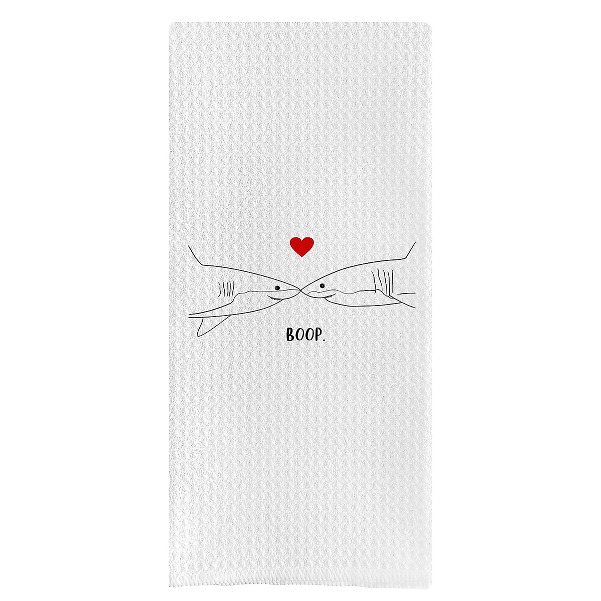 DOTAIN Funny Cute White Sharks Ocean Boop Waffle Weave Dish Towel Cloth Decor,Ocean Shark Themed Washable Dishcloth for Kitchen Bathroom Washing Drying Cleaning(24x16inch)