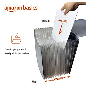 Amazon Basics Expanding Organizer File Folder, Letter Size - Black, 1-Pack