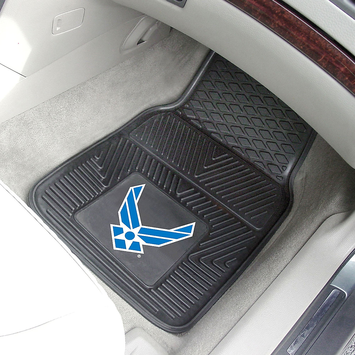 FANMATS 11044 U.S. Air Force 2-Piece Heavy Duty Vinyl Car Mat Set, Front Row Floor Mats, All Weather Protection, Universal Fit, Deep Resevoir Design