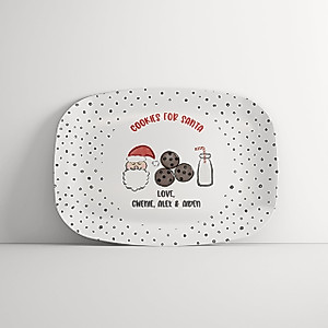 Christmas Personalized Cookies for Santa Plate and Milk Mug Set- Custom Festive Holiday Keepsake - Milk and Cookies