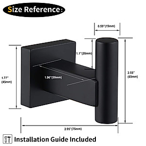 BEIGEEWY Matte Black Towel Coat Hook SUS 304 Stainless Steel Bathroom Robe Hook Wall Mounted Round Kitchen Heavy Duty Door Hanger 2 Pack