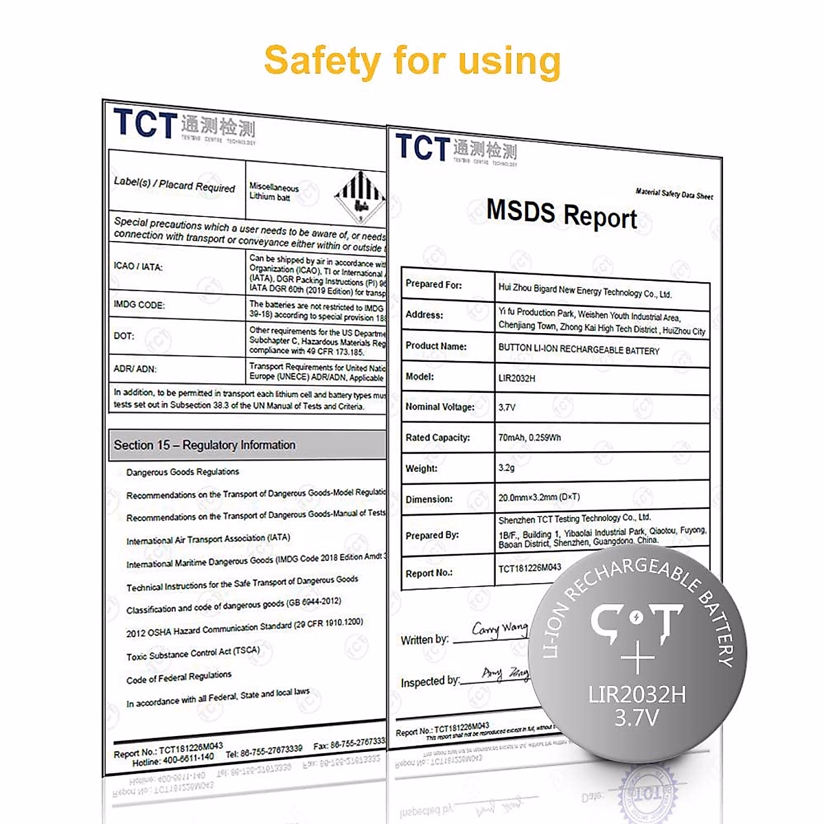 CT-ENERGY Rechargeable 2032h Batteries 6 Pack for Air Tag,3.7V High Capacity 70mAh Lir2032h Batteries for Car Key Fob,Replace 3V CR2032 Battery