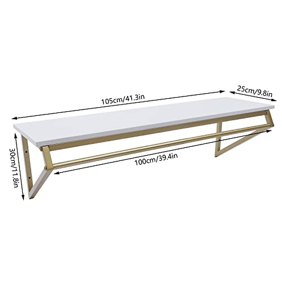 Clothes Rack with Top Shelf, Modern Simple Clothing Store Heavy Duty Metal and Wood Display Stand Wall-Mounted Garment Rack, Clothes Rail, Bathroom Hanging Towel Rack