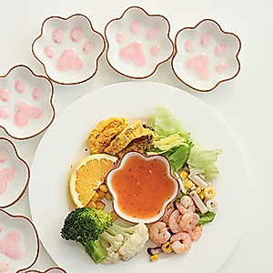 WUYIAZHI Cat Paw Shaped Soy Sauce Dishes, Cute Ceramic Dipping Sauce Cups, Mini Dipping Bowls 2 Ounces, Set of 8