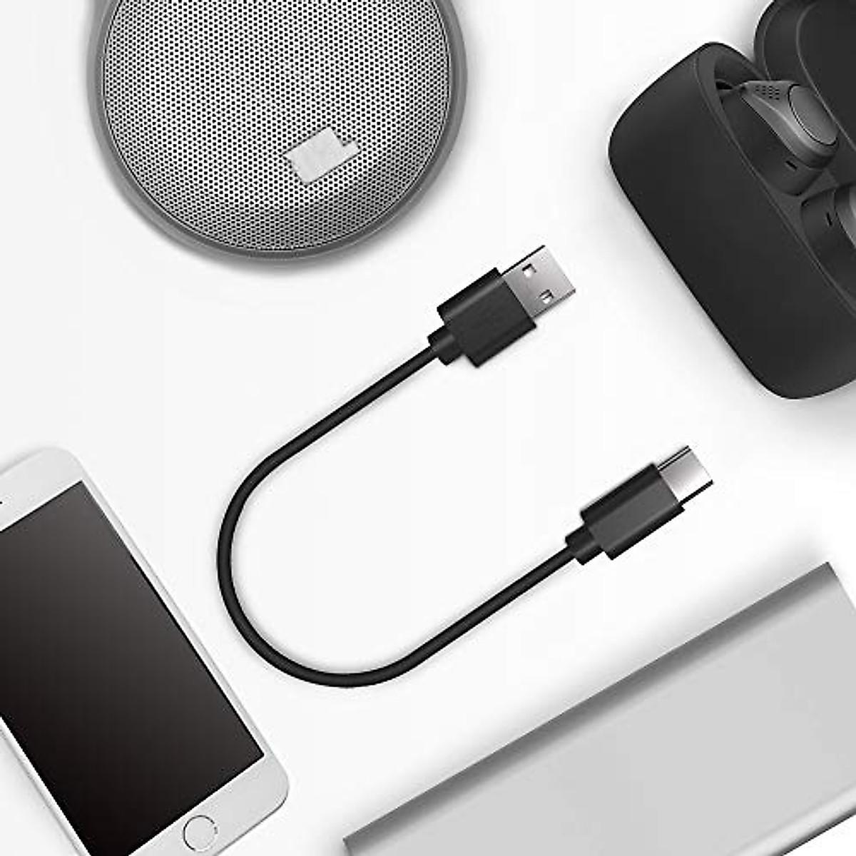 GEEKRIA USB Earbuds Short Charger Cable Compatible with Jabra Elite10, Elite 4, Elite 3, Elite Active 75t, Elite 7 Pro Charger, USB to USB-C Replacement Power Charging Cord (1 ft / 30 cm 2 Pack)