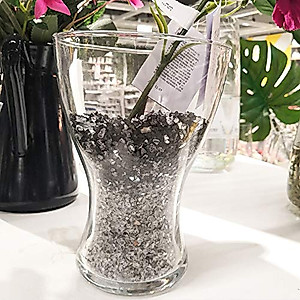 BILLIOTEAM 2.2lb/1000g Decoration Crushed Glass,Reflective White Glass Gravel Pebbles Stone Beads Chips for Platinum Reflective,Resin Art,Fish Tank Aquarium Garden