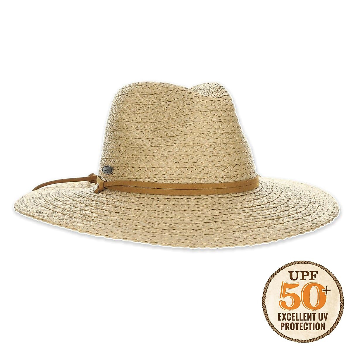 Panama Jack Women's Sun Hat - Paper Braid Straw, Safari, 3 1/2" Big Brim (Tea)