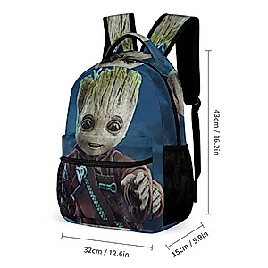 Anime Rocket-Raccon Baby-GRO-ot Hero Backpack Casual Travel Bag Durable Computer Bag Gifts 3D Print Campus Game Outdoors Daypack