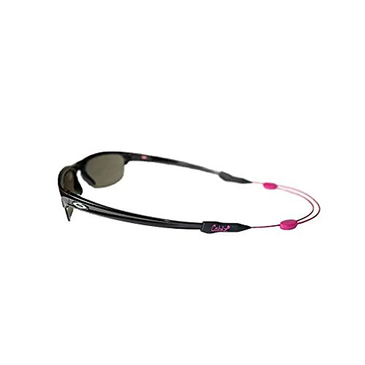 Cablz Colorz Zipz Adjustable Eyewear Retainer Strap | Lightweight, Low Profile, Coated Stainless, 14 Inch (Black/Pink)