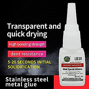 20g Metal Glue,Glue for Metal,for bonding Between Metal and Metal,Metal and Other Material.Instant Super Glue for Metal,Stainless Steel,DIY Craft,Aluminum Alloy,Metal Tube,Metal Product