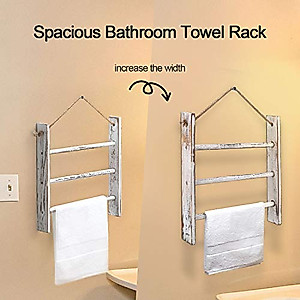 Ladder Hand Towel Rack for Bathroom, Blanket Ladders for The Living Room Hanging Blanket Ladder Rustic Decorative Ladder for Blankets Whitewashed Towel Ladder