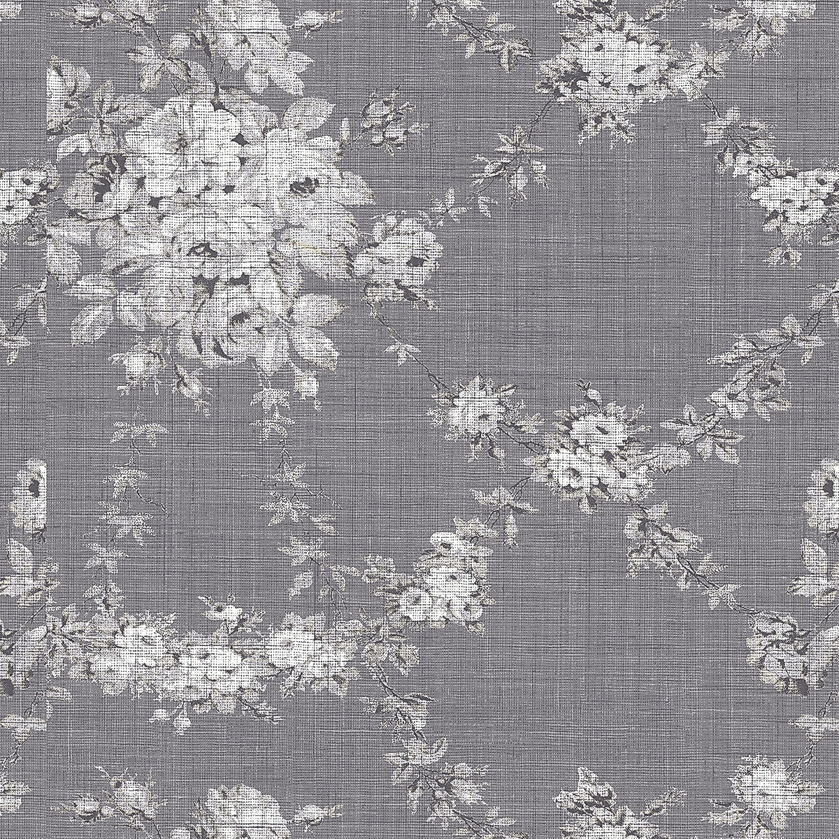 Stitch & Sparkle 100% Cotton Duck 45" Width Dis-Floral Grey Color Sewing Fabric by The Yard D049G0001
