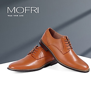 Mofri Men's Oxford Dress Shoes Wingtip Lace Up Dress Shoes(Brown Pu,10)