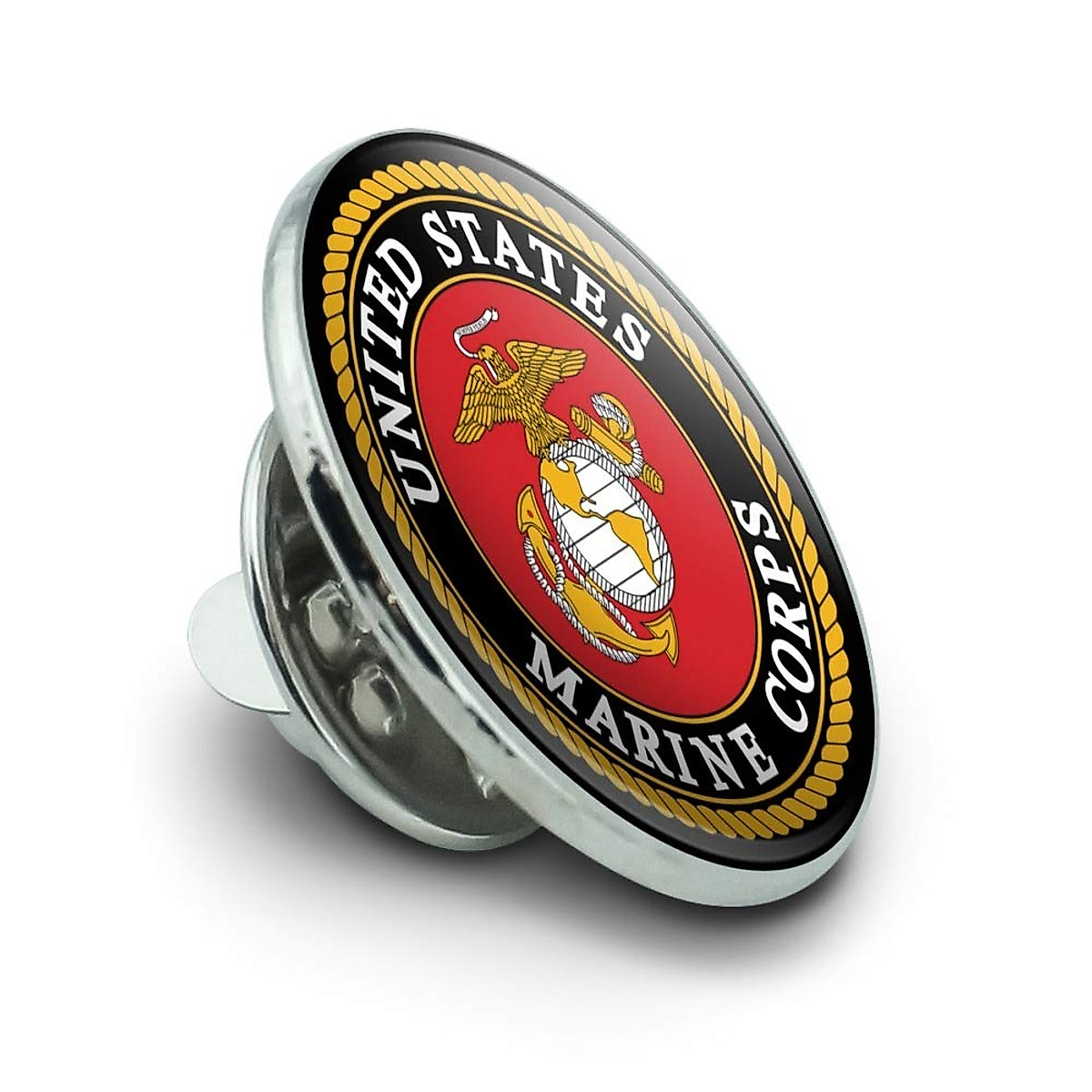 Marines USMC Emblem Black Yellow Red Officially Licensed Metal 0.75" Lapel Hat Pin Tie Tack Pinback