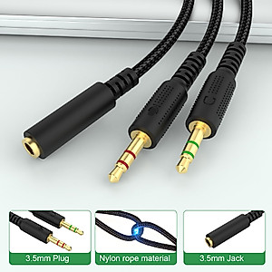 Koffmon Replacement Audio Cable Cord Wire with Y Splitter for Razer Kraken X/BlackShark V2 Pro/Razer Nari Headphone Gaming Headset Adapter to PC/Speaker/Headphone