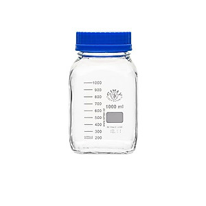 United Scientific™ SIMAX BSWM1000 GL80 Leakproof Media/Storage Bottles, Wide Mouth, Square, 3.3 Borosilicate Glass, 1000mL (1L), 1 Each