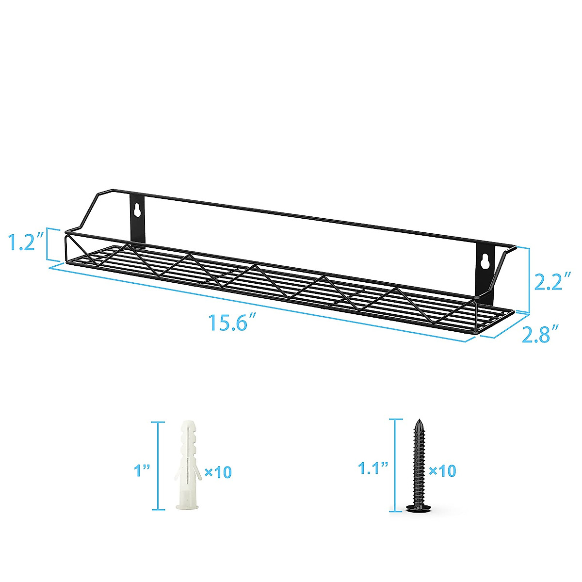 Bextsrack Spice Rack Organizer for Cabinets, 4 Pack Wall Mounted Spice Seasoning Jars Shelf Storage Organizer for Cupboard, Pantry Door, Black