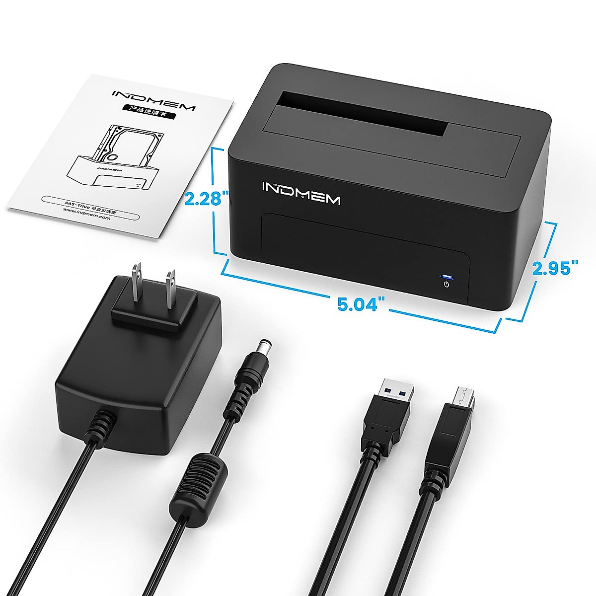 SAS to USB 3.0 Adapter, SAS/SATA Hard Drive Reader Enclosure Docking Station for 2.5/3.5 inch HDD SSD with 12V/2A Power Adapter