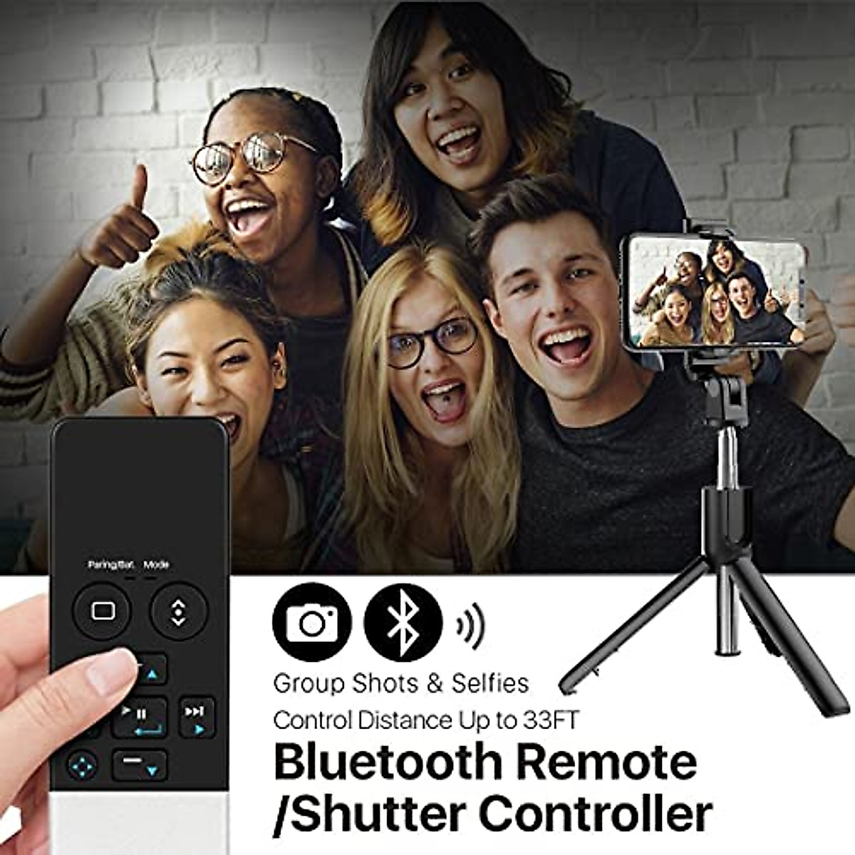 TNP Bluetooth Remote Control for iPad iPhone - Trackpad Media Presenter for iOS Mac Android Tablet PC - Wireless Camera Shutter, Media Button, Presentation Clicker, iPad Air Pro, MacBook Pro Mini M1