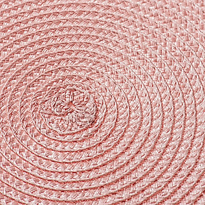 AHHFSMEI Round Braided Placemats 15 Inch Round Table Mats for Dining Tables Woven Heat Resistant Place mats Set of 6 (Pink)