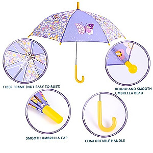 Daaupus Purple Butterfly Pattern Children's Backpack Children's Umbrella Set