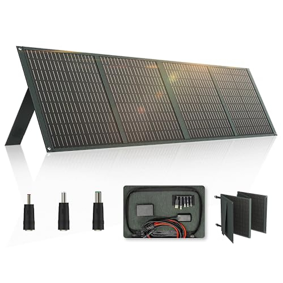 POWERWIN 110W Portable Solar Panel 18V Foldable with Carry Case Solar Cell Charger with 2 USB Outputs IP65 Water & Dustproof Design for Camping RVs Off Grid Emergency Power