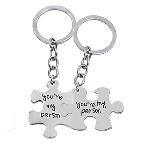 kapitomanio 2 pcs You're My Person Matching Keychains, Jigsaw Puzzle Keychain for Her Him Keychain Jewelry Set for Boyfriend Girlfriend Birthday Anniversary Christmas Valentines Day Gifts