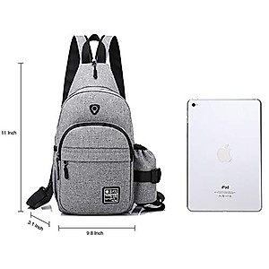 DOUBLE A IRON Sling Bag Crossbody Shoulder Multipurpose Casual Daypacks with Earphone Hole for Men Women - Gray