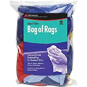 Buffalo Industries (10080PB) Recycled Multicolored T-Shirt Cloth Rags, 4 lb. bag, All-Purpose Rag for Cleaning, Paint Spills and Cleanup, Staining, Polishing, Dusting, Made from Recycled Materials