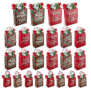 Christmas Gift Bags Assorted Sizes-24 Christmas Bags Bulk -Christmas Bags for Gifts with Christmas Tissue Paper Gift Wrap- Assorted Holiday Gift Bags for Christmas - Xmas Holiday Bags for Gifts