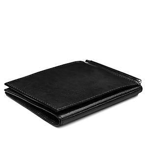 Bosca Men's Wallet, Old Leather Money Clip with Pocket, Black