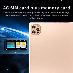Acogedor 10.1in Android Tablet, 8GB+256GB Memory, 8 Core, Dual SIM Dual Standby, Dual Camera, 2.4G 5G WiFi, 4G Calling Tablet with Keyboard and Case, Gold (US Plug)