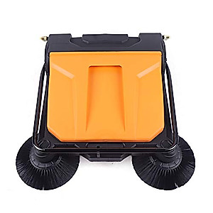 Xuthusman 26inch Industrial Outdoor Hand Push Sweeper Floor Pavement Street Sweeping Broom Tool Walk-Behind Sweeping Machine 15L(26inch)