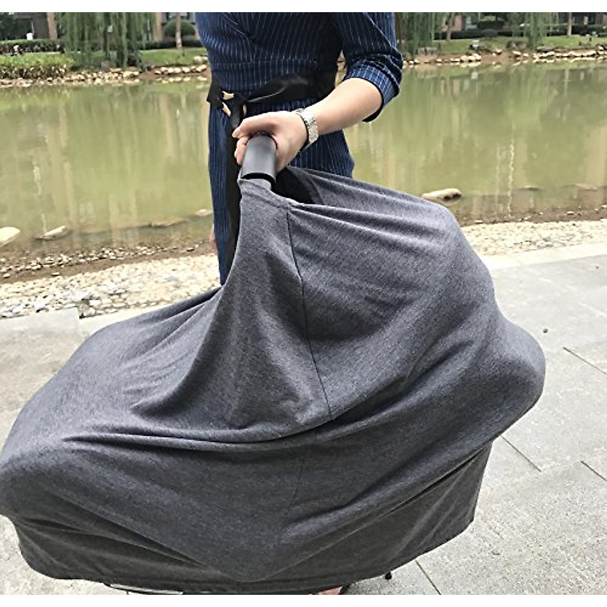 Grey Baby Car Seat Covers-Infant Stroller Cover,Carseat Canopy for Girls and Boys-Nursing Cover Breastfeeding Scarf by TSD STORY(Cover+BabyBeanie+Small Bag)