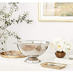 Elegance Hammered Punch Bowl, 15-Inch,Silver