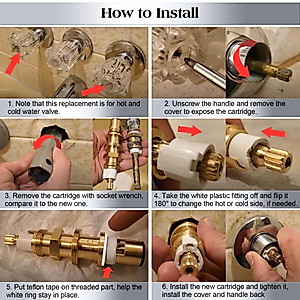 Dreyoo Ceramic Disc Cartridge Replacement for 910-030, Shower and Faucet Stem Compatible with Price/Pfister, Shower Valve Faucet Cartridge Brass Construction (2 Pack)