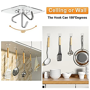 probebi Adhesive Hooks for Hanging Heavy Duty - 12 Pack Wall 13lb(Max) Sticky Waterproof Wall Hangers Without Nails For Kitchen, Bathroom, Indoor Use for Home & Office